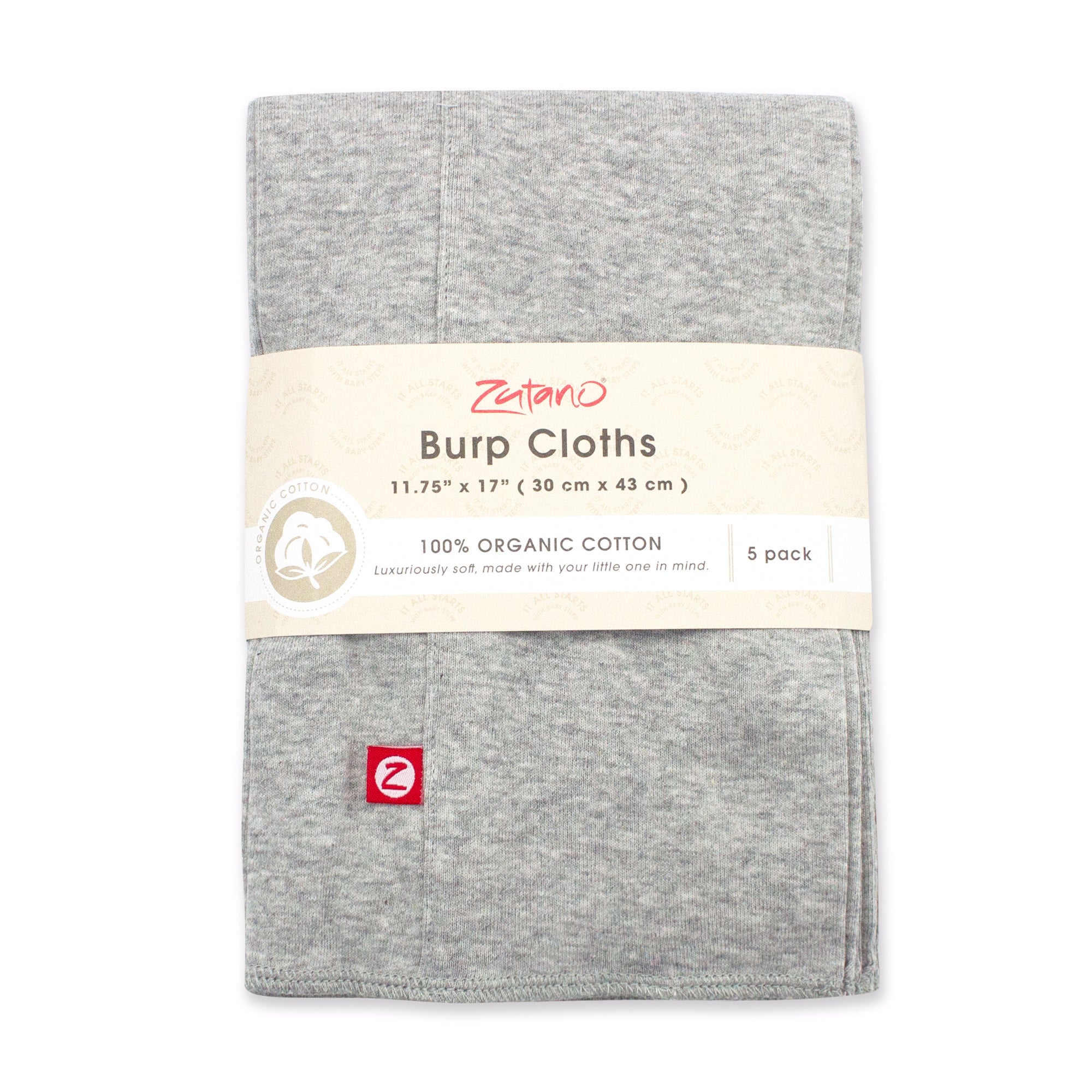Solid Organic Cotton Burp Cloth 5 Pack - Heather Gray – Zutano
